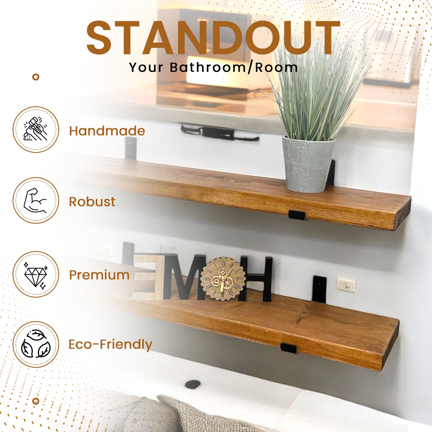 Rustic Shelves | Wall-Mounted Wooden Board – RusticLand
