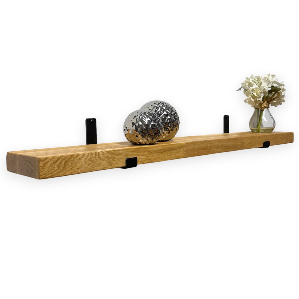 Oak Wooden Shelf Wall-Mounted Floating Rustic, 40mm with UP Brackets ...