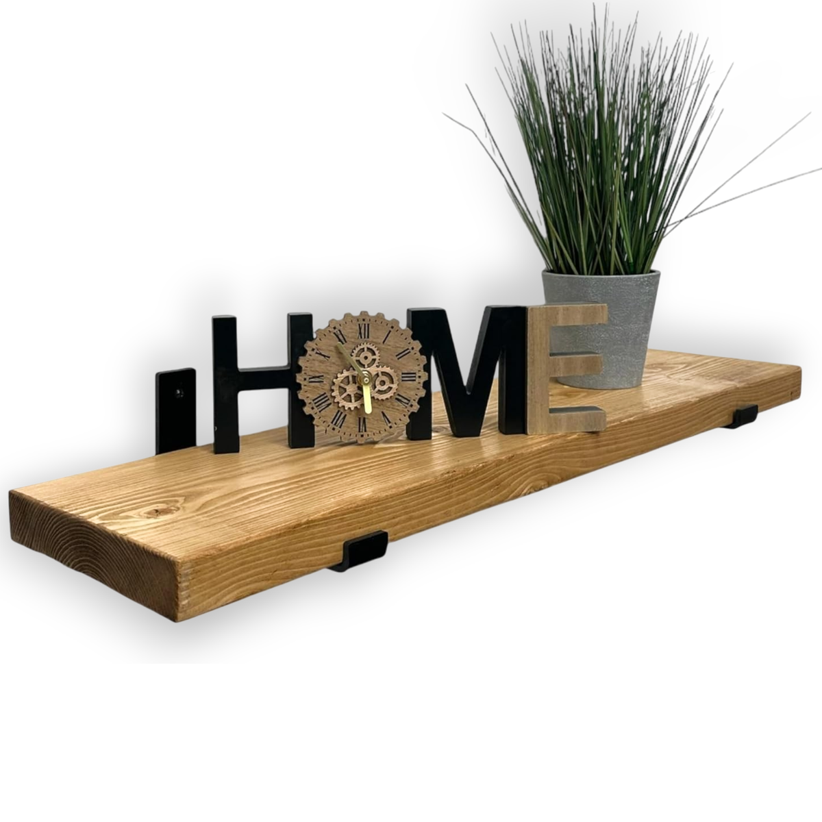 Rustic Shelf | Wall-Mounted Wooden Board With UP Brackets, 22cm Depth ...