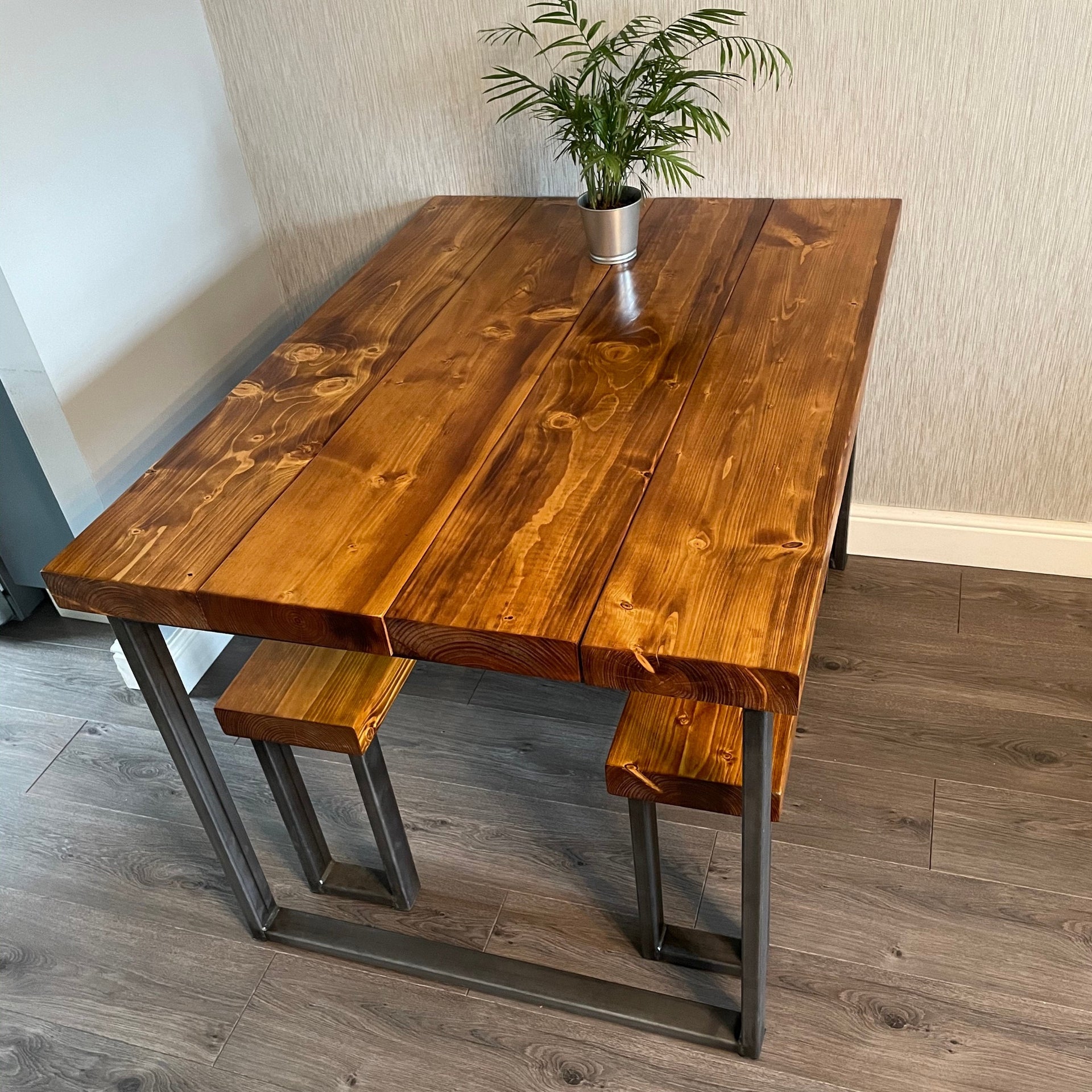 Rustic Dining Table Industrial Style 65mm Solid Wood & Steel Legs | Ch ...