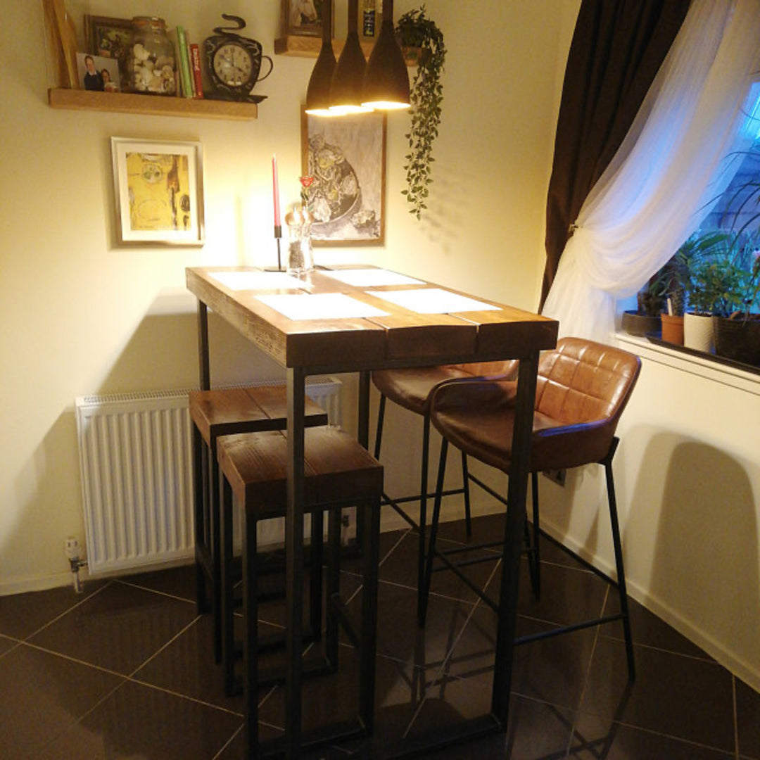 4 Seater Tall Bar Table Breakfast Industrial Rustic Style Handmade Kit ...